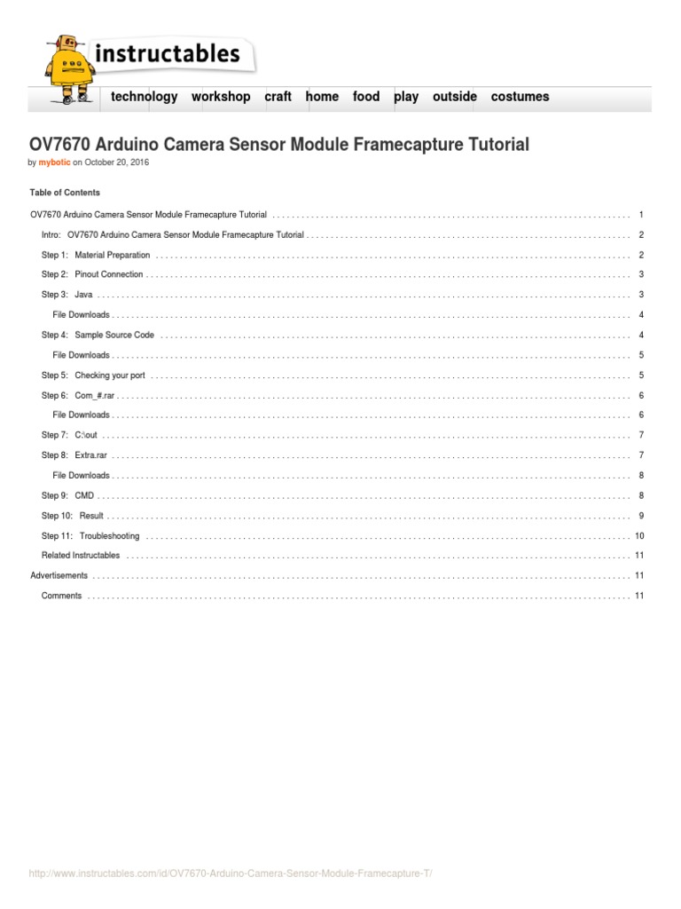 Ov7670 Arduino Camera Sensor Module Framecapture T Pdf Computer File Arduino 