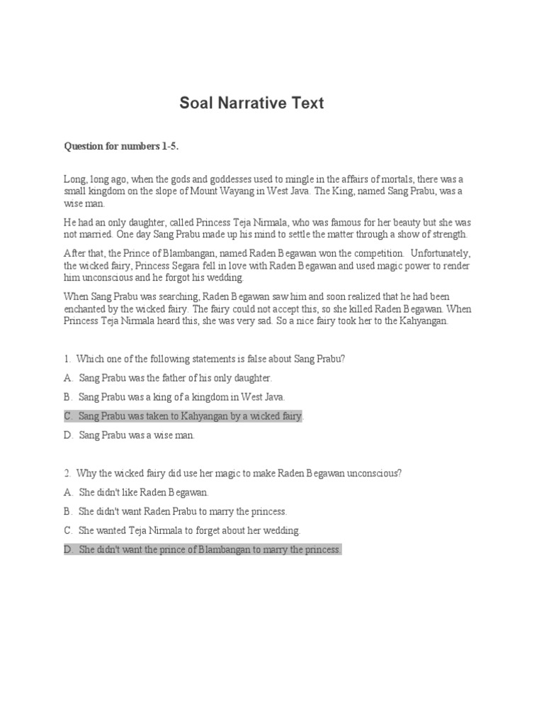 Soal Narrative Text Cut Elda | PDF