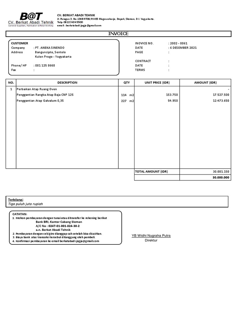 Invoice BAT - ANEKA | PDF
