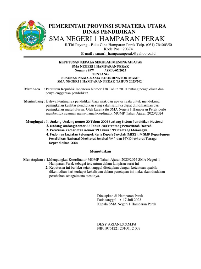 SK Koordinator MGMP | PDF