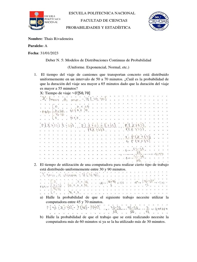 Deber 5 | PDF | Desviación Estándar | Diferencia
