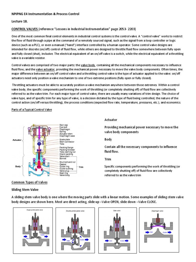 Dee - E4 - Lecture18 - Control Valves | PDF | Valve | Actuator