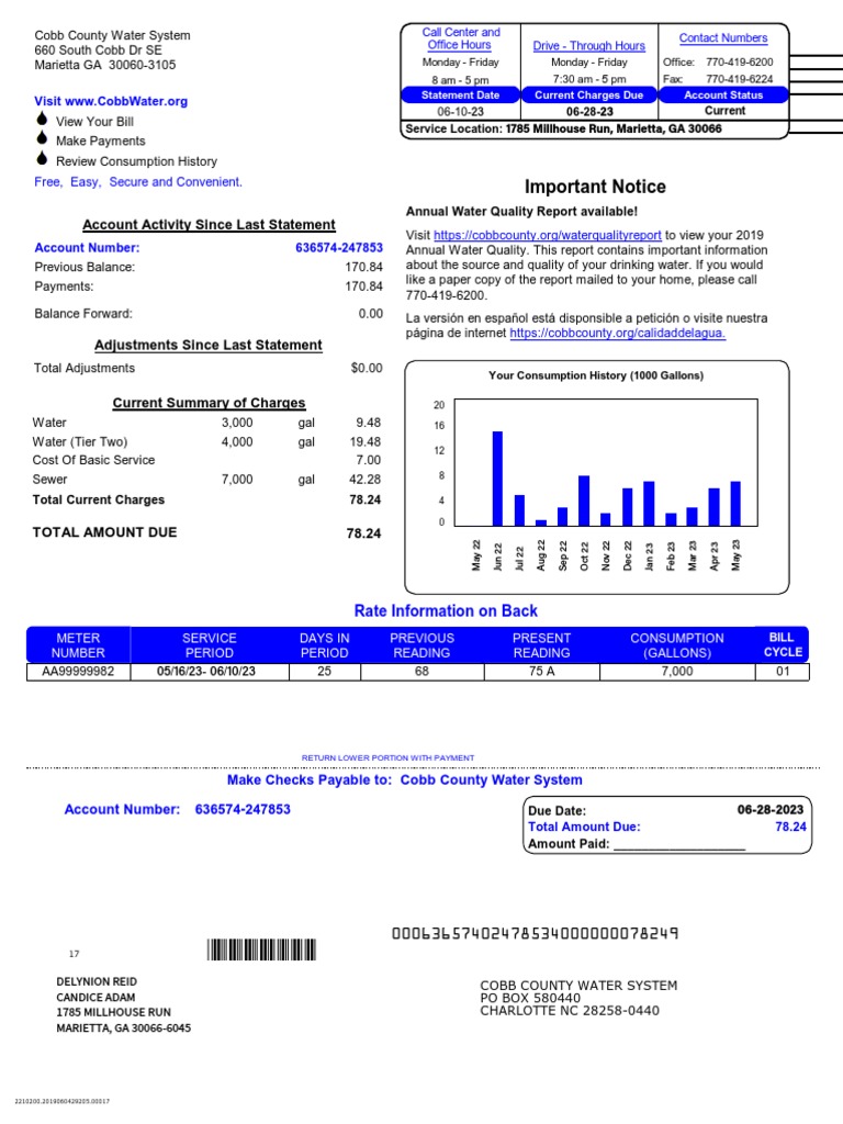 WaterBillSample Front | PDF