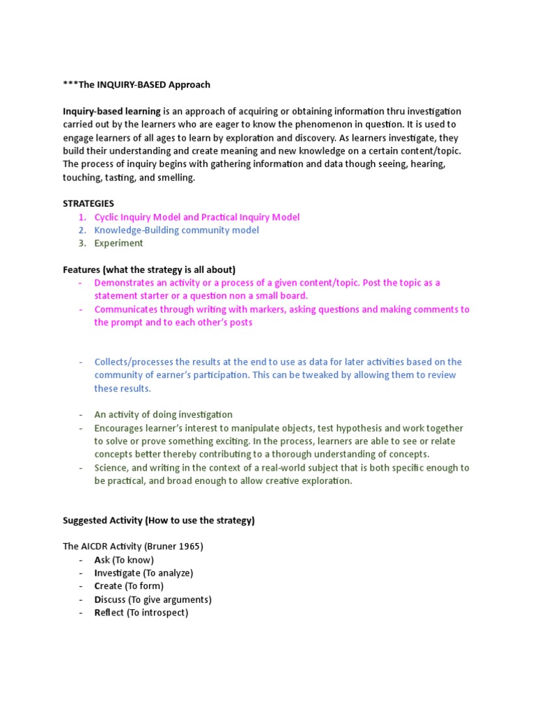 Inquiry-Based Learning Approach | PDF | Inquiry Based Learning | Learning