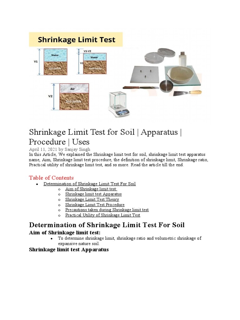 Shrinkage Limit Test For Soil | PDF | Applied And Interdisciplinary ...