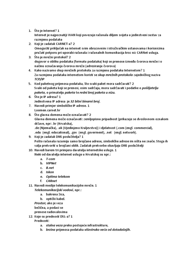 Pitanja Za Ponavljanje Internet | PDF