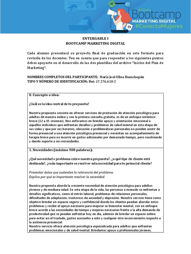 Formato Entregable I - Campaña Emprendimiento | PDF | Adultos | Salud mental