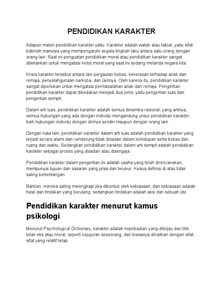 Pendidikan Karakter | PDF