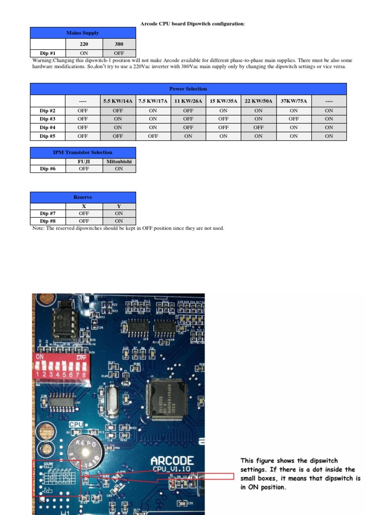 Dipswitch Settings Arcode | PDF