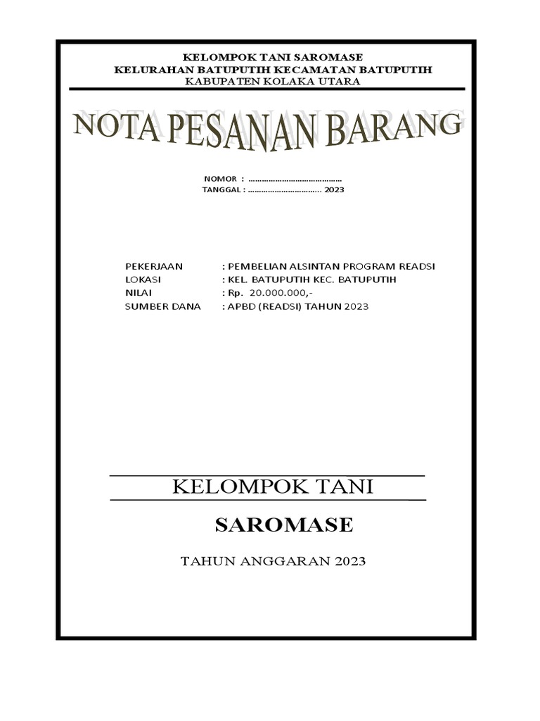 c.1. Nota Pesanan | PDF