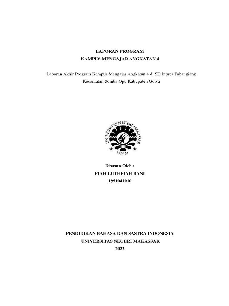 Laporan Akhir Kampus Mengajar Angkatan 4 (SD Inpres Pabangiang) | PDF | Karier & Perkembangan