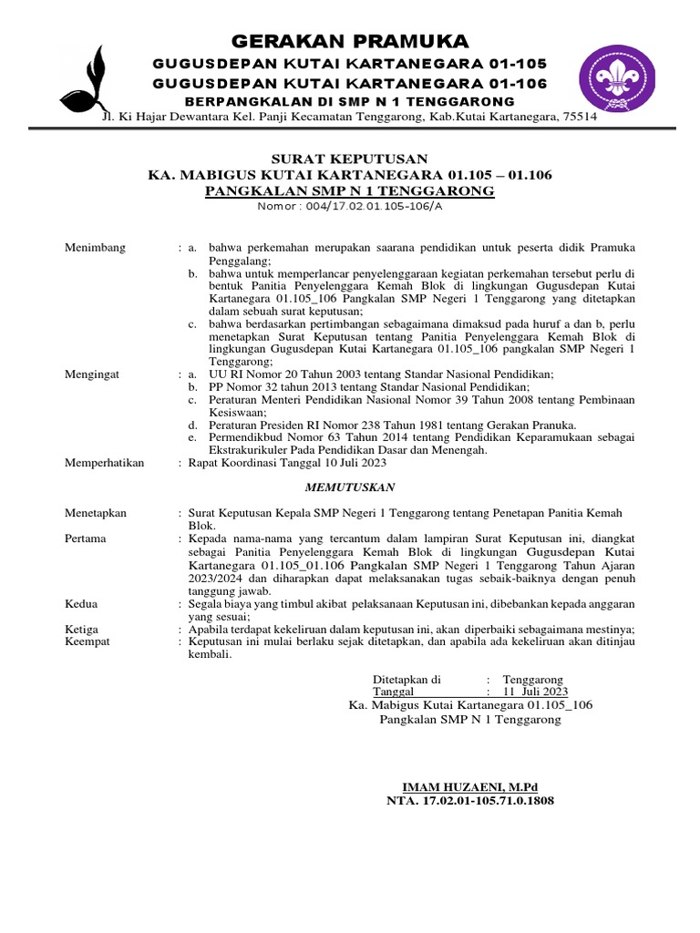 SK Kemah Block REVISI | PDF