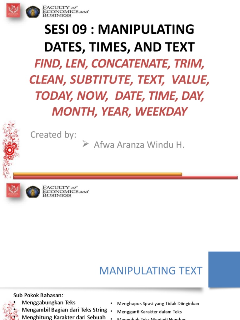 SESI 09 - Manipulating Text, Dates and Times | PDF