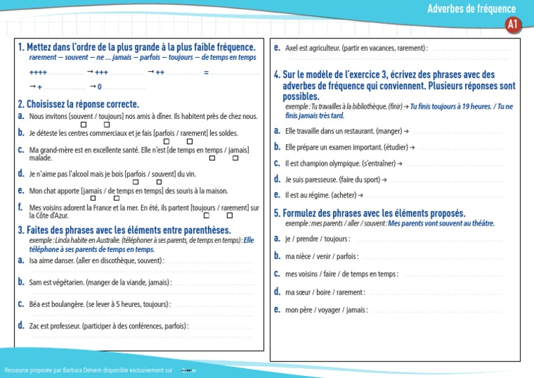 Adverbes de fréquence en français | PDF