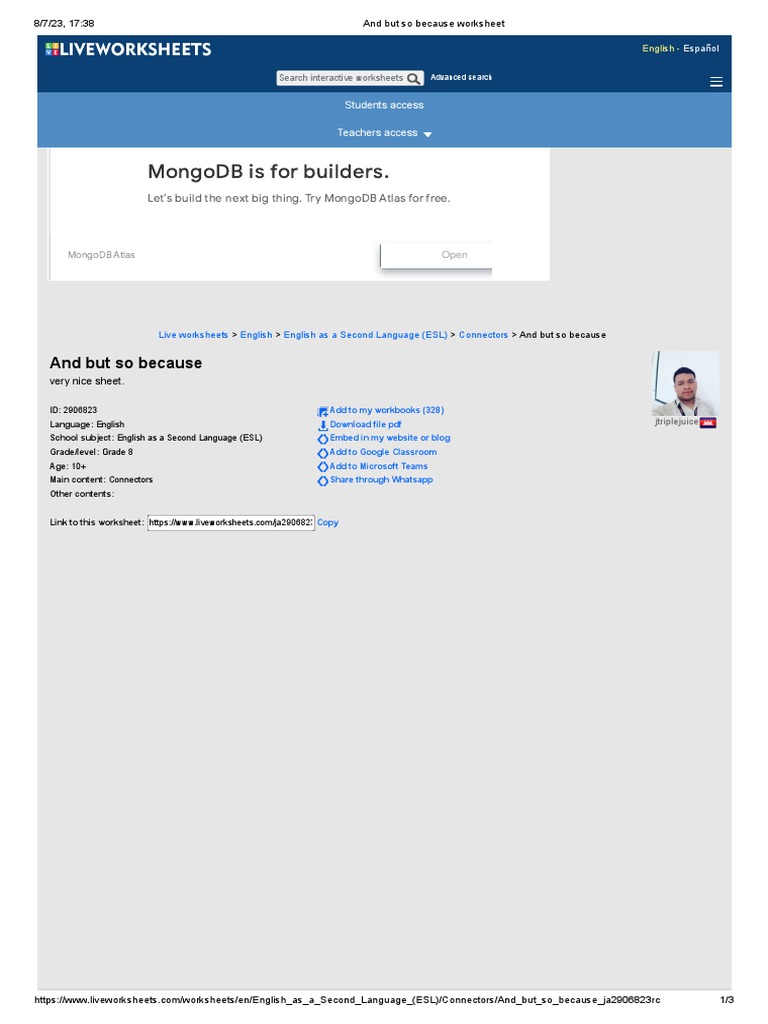 And But So Because Worksheet | PDF | Worksheet | Computing