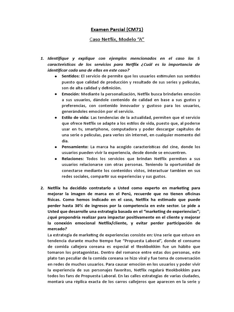 Examen Parcial - Valeria Rodriguez | PDF | Netflix | Marketing Examen Parcial - Valeria Rodriguez | PDF | Netflix | Marketing