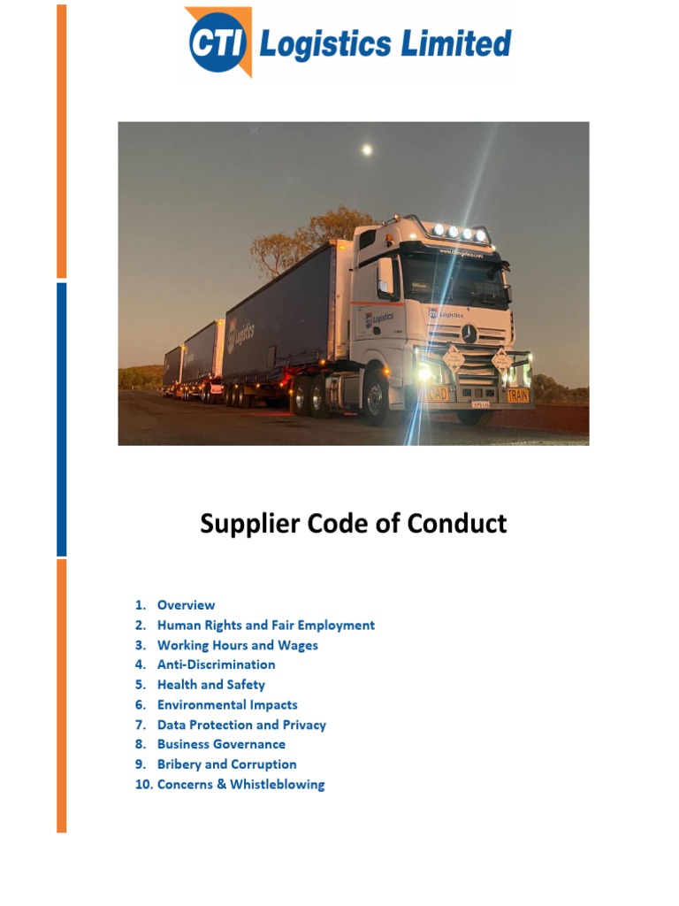 CTI Supplier Code of Conduct | PDF | Bribery | Supply Chain