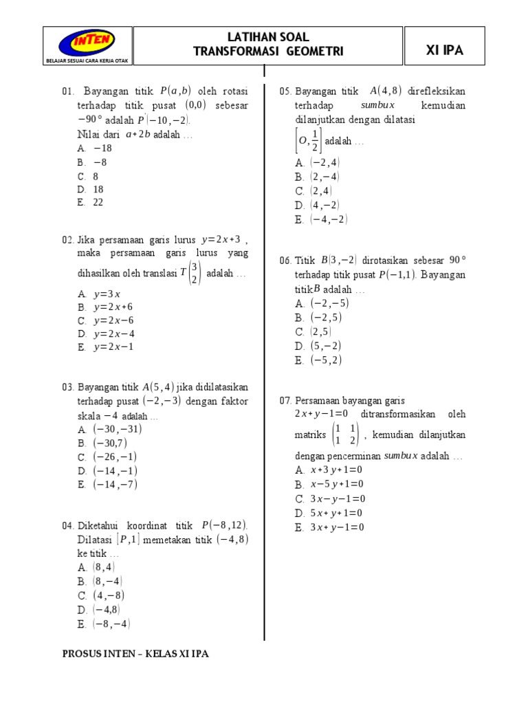 SOAL Transformasi KLS XI | PDF