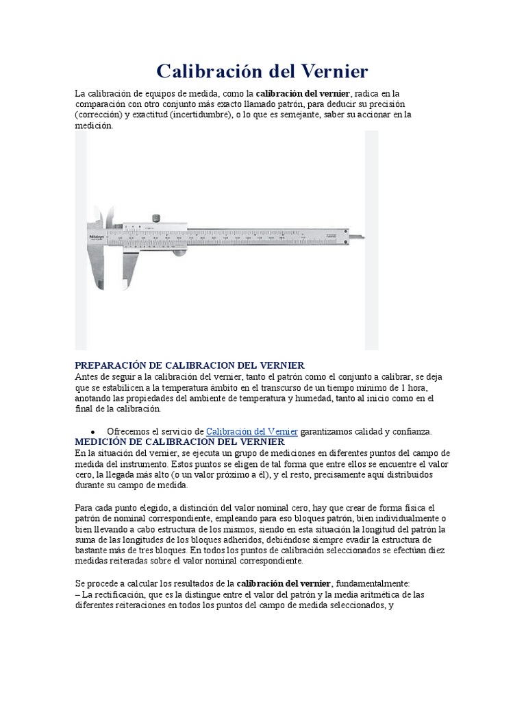 Calibración Del Vernier | PDF | Calibración | Science