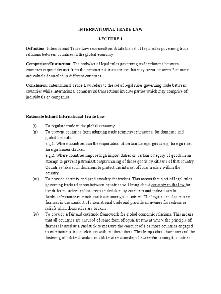 Overview of International Trade Law | PDF | Trade | Exports