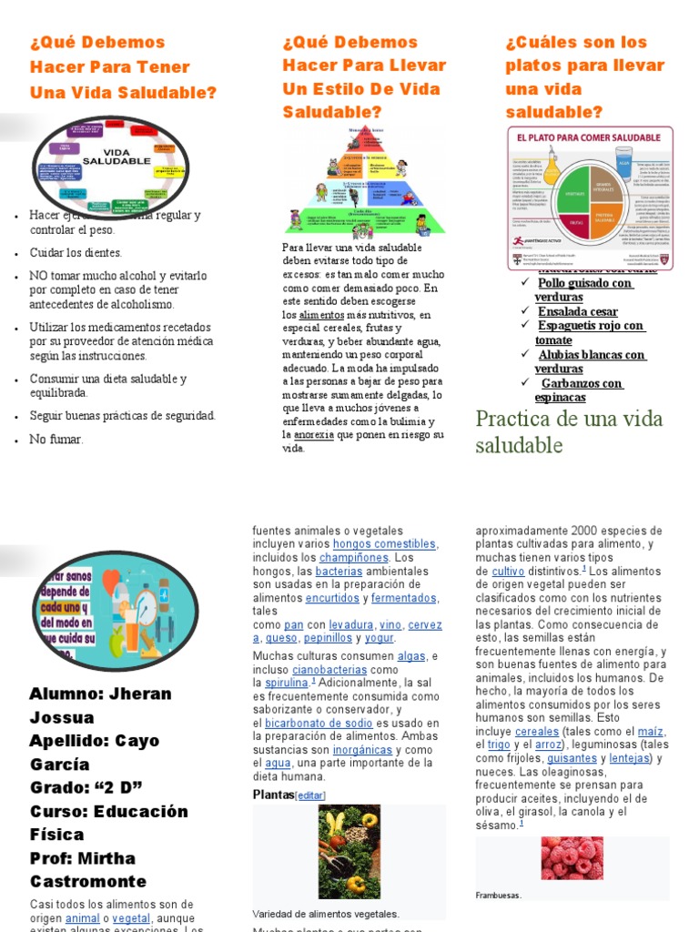 Qué Debemos Hacer para Tener Una Vida Saludable | PDF | Alimentos ...
