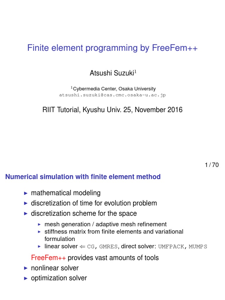 FreeFem++ Tutorial 1 | PDF | Finite Element Method | Partial ...