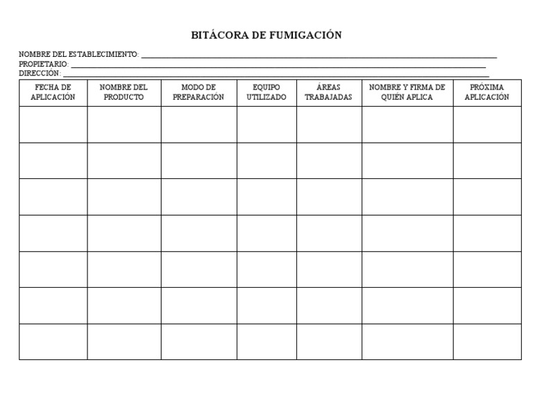 Bitácora de Fumigación | PDF