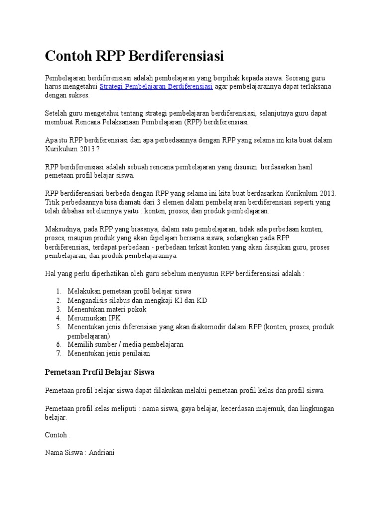 Materi RPP Berdiferensiasi | PDF | Karier & Perkembangan