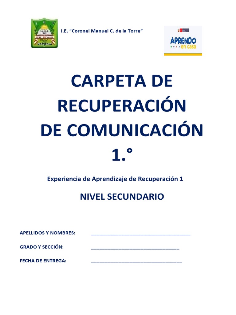 1ro COMUNICACIÓN Carpeta de Recuperación | PDF | Aprendizaje | Sistema inmune