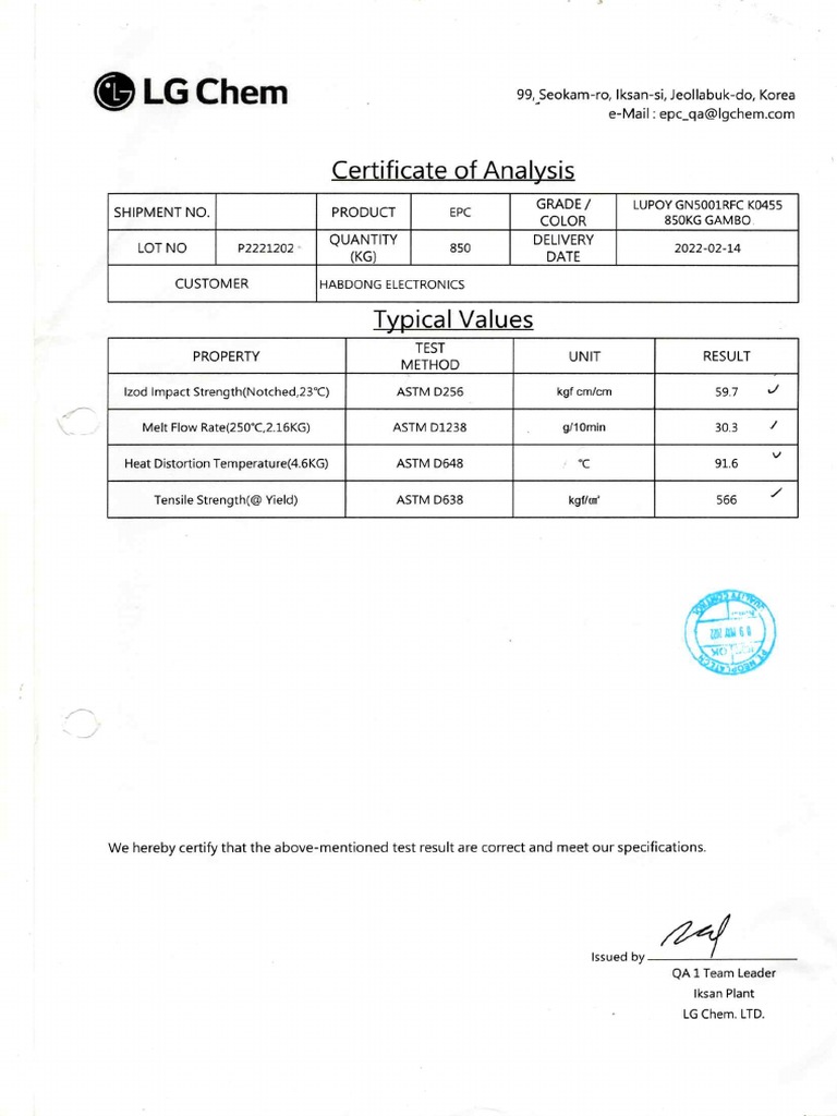 COA LUPOY GN5001RFC K0455 | PDF