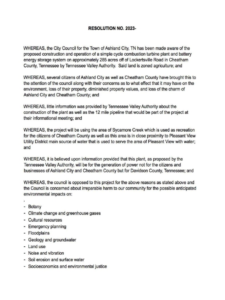 Ashland City Resolution | PDF