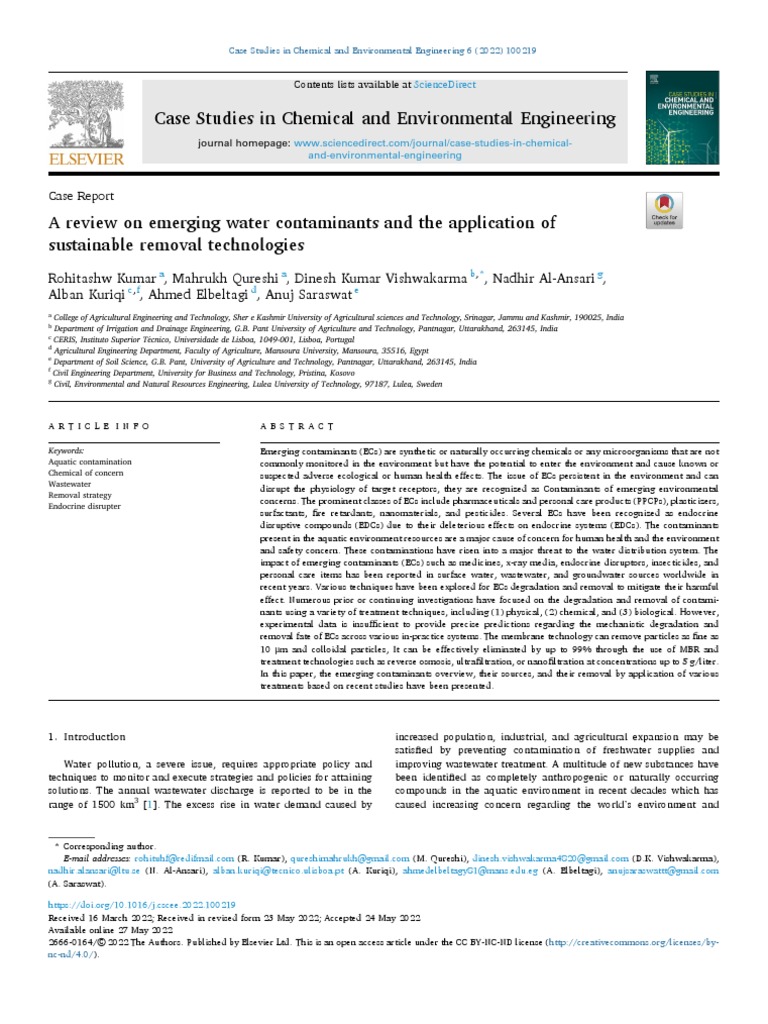 Advanced Technologies for Water Contaminants | PDF | Sewage Treatment ...