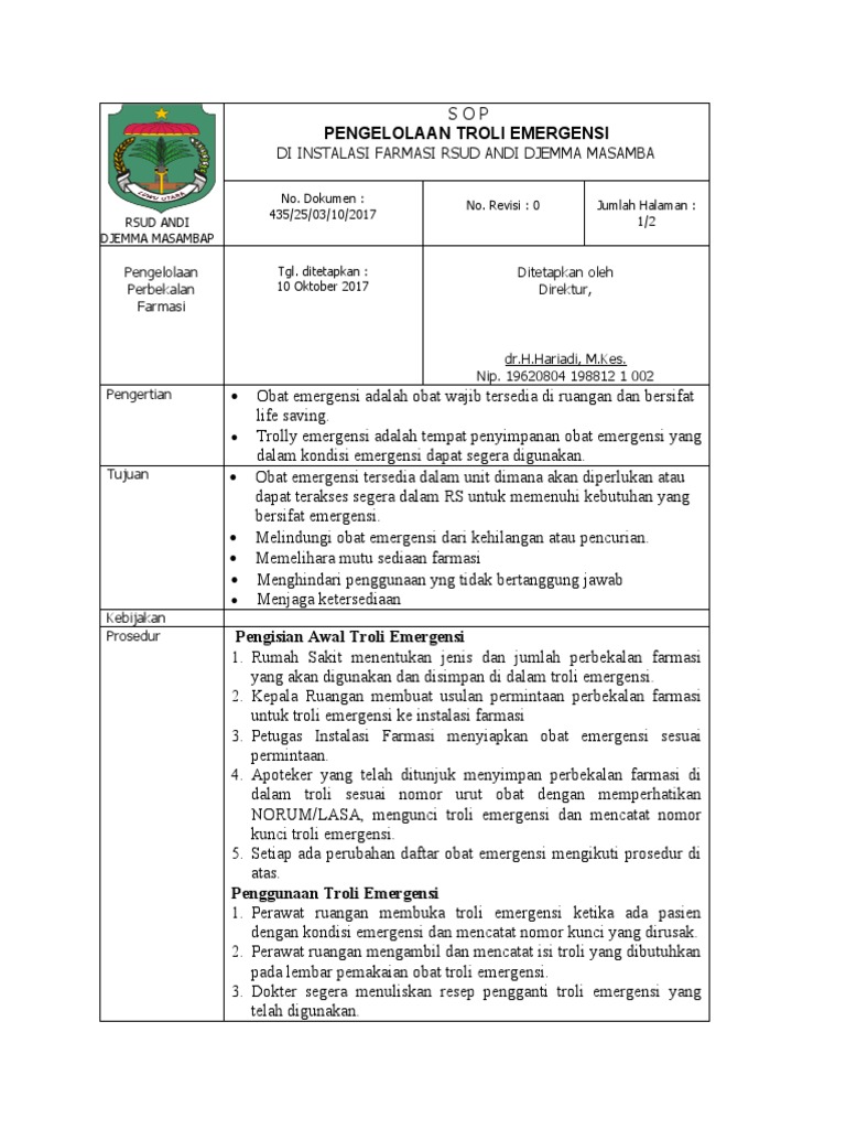Spo Pengelolaan Troli Emergensi | PDF