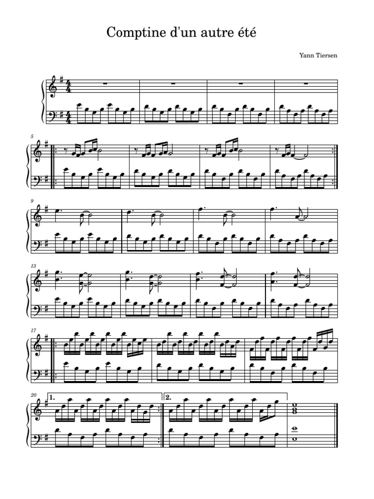 Comptine D - Un Autre Été-Versión Facil | PDF