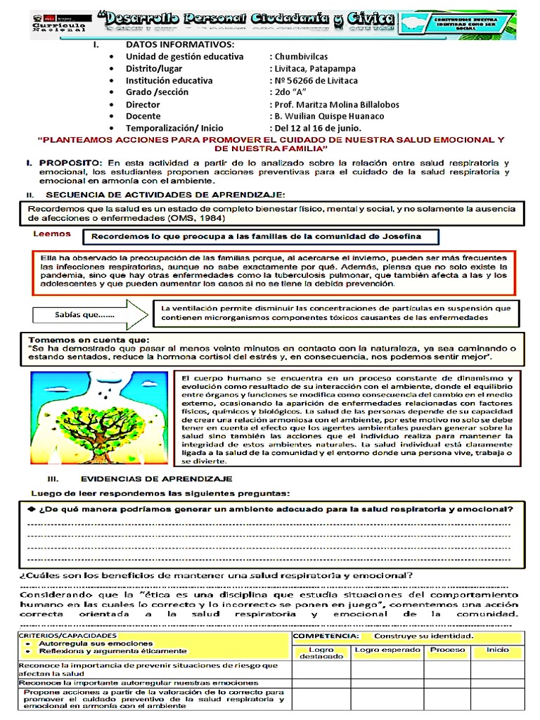 Ficha de Trabajo 2º DPCC, Actividad I, 2023. | PDF | Ciencias sociales | Relaciones personales ...
