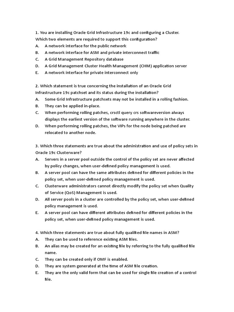 Certification Exams Oracle Database 19c: RAC, ASM, and Grid ...