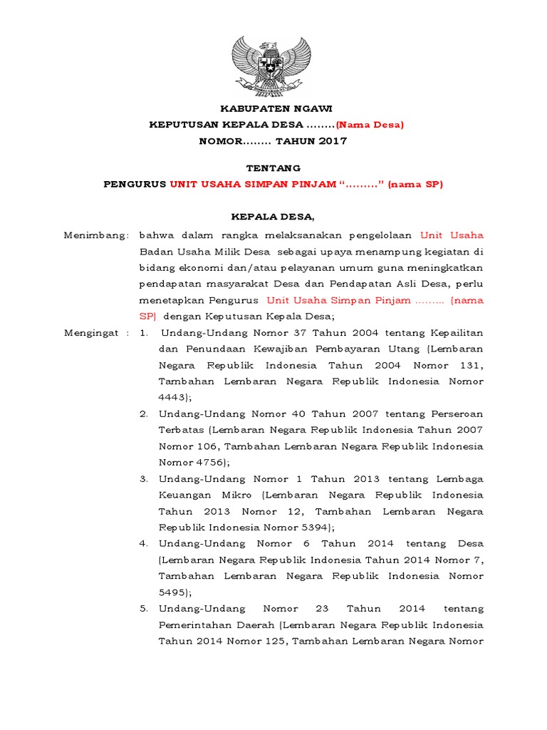 4b. SK Pengurus Unit Usaha SP | PDF | Griya & Taman