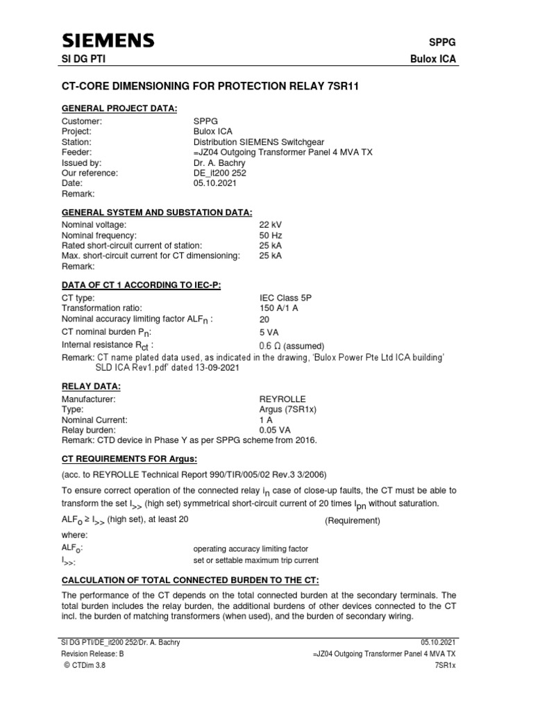 CT Calculation & BEF Report ICA | PDF | Resistor | Transformer