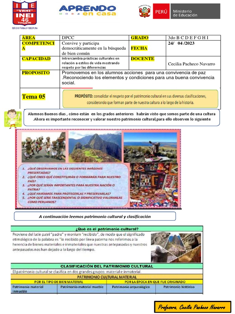 Sesión 05 DPCC Patrimonio Cultural 21 | PDF | Patrimonio cultural ... Sesión 05 DPCC Patrimonio Cultural 21 | PDF | Patrimonio cultural ...