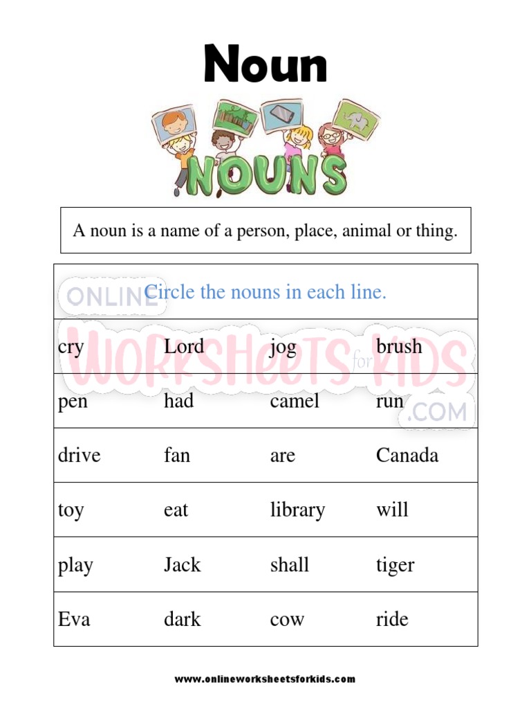 Noun Worksheets For Grade 1-4 | PDF