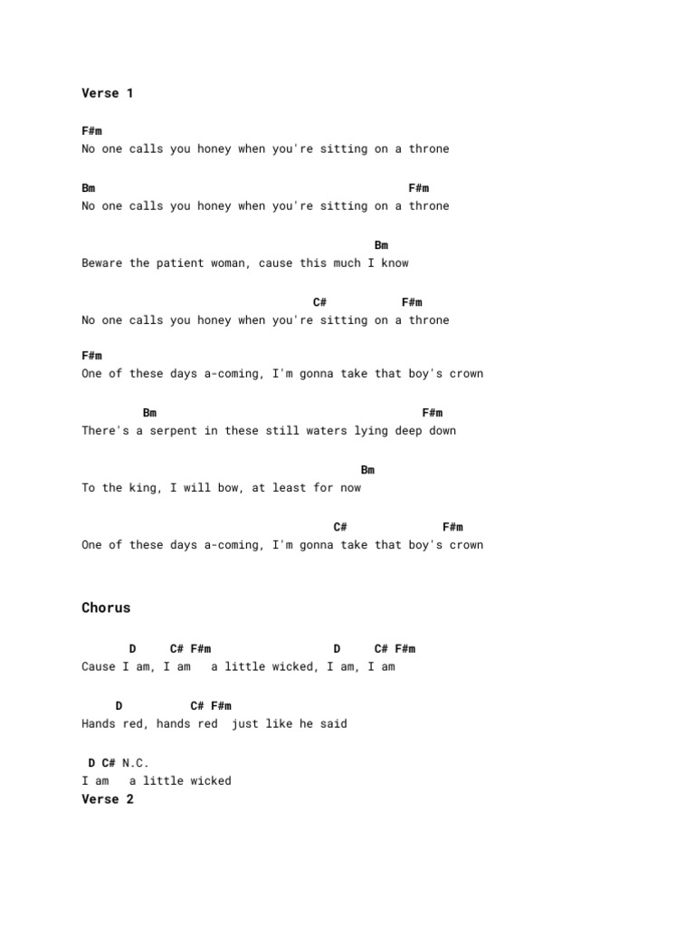 A Little Wicked Chord Chart | PDF