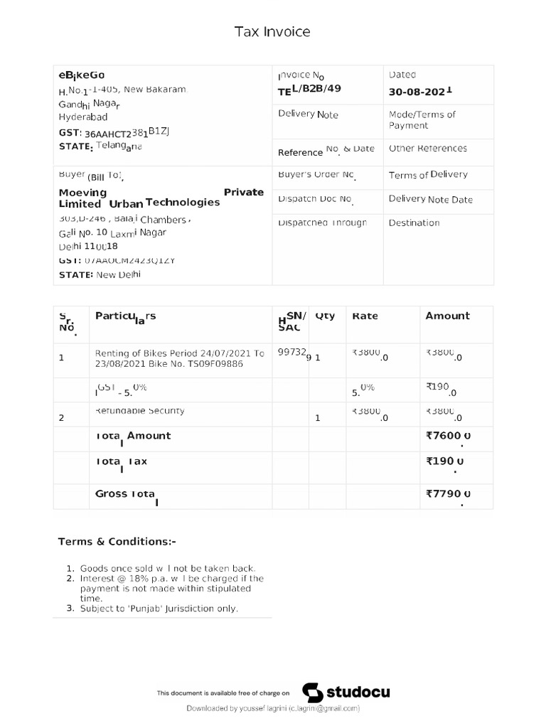 Ebike Invoice | PDF