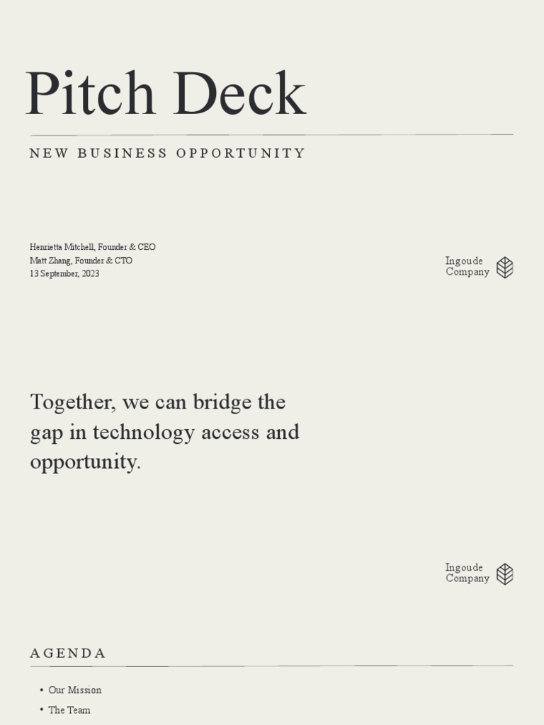 Ingoude Company Pitch Deck Overview | PDF | Economies | Business