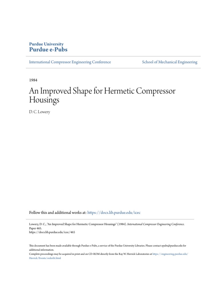 An Improved Shape For Hermetic Compressor Housings | PDF | Resonance ...