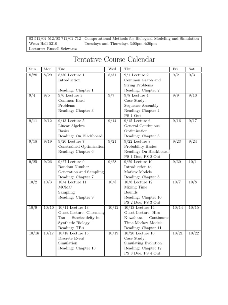 Course Calendar | PDF