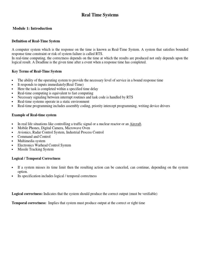 Rts Unit 1 Notes Pdf Data Compression Scheduling Computing 