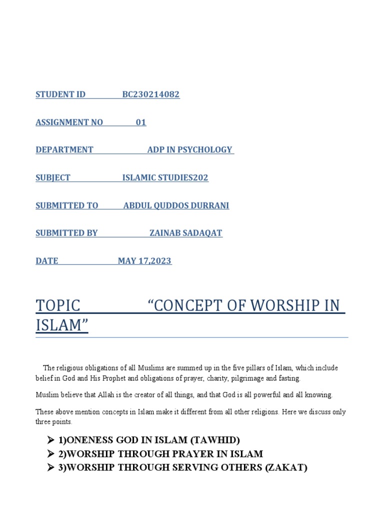 Assignment Islamic 1 | PDF | Tawhid | God