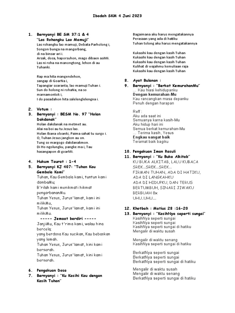 Ibadah SKM 4 Juni 2023 | PDF