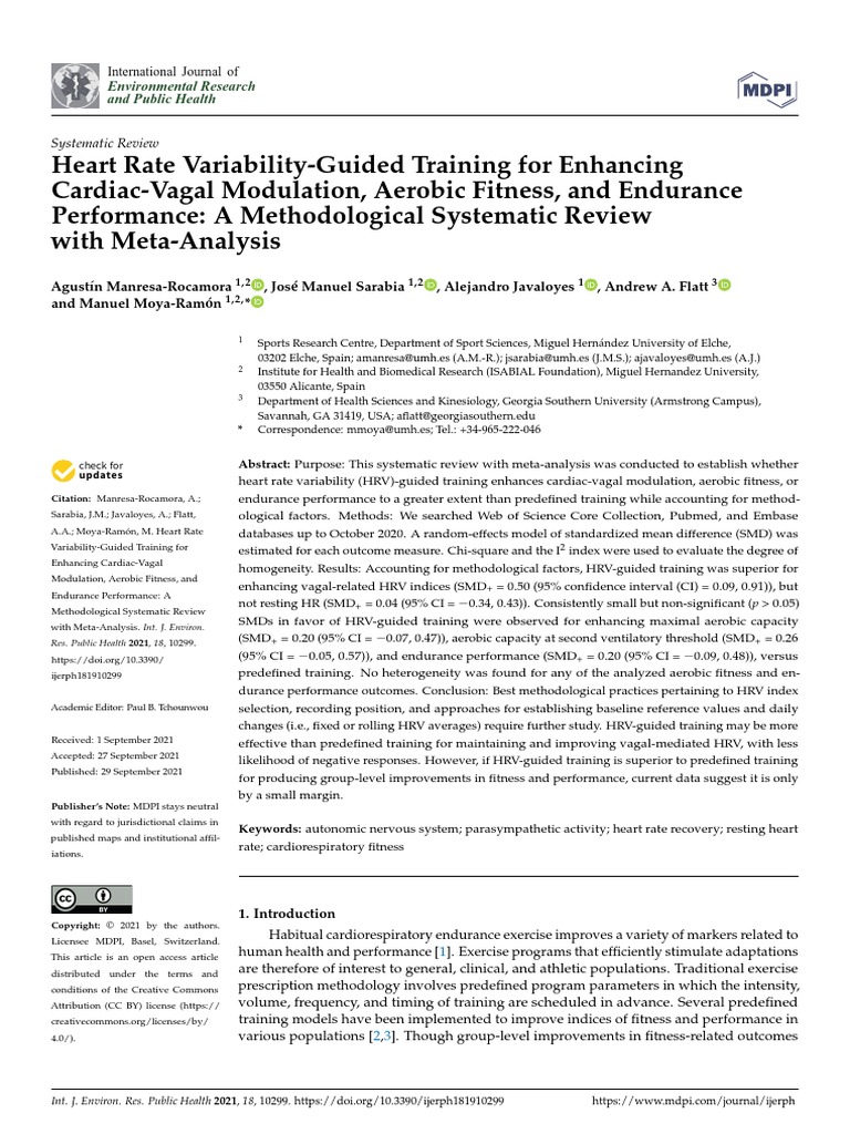 Heart Rate Variability-Guided Training For Enhancing Cardiac-Vagal ...