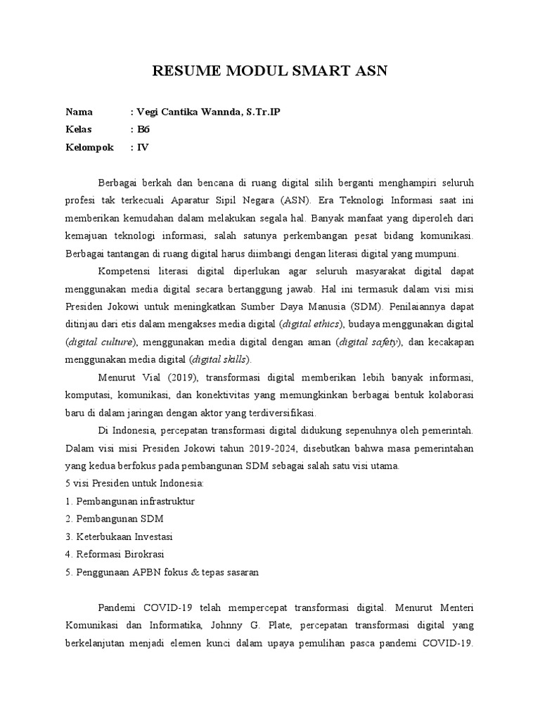 Resume Modul Smart Asn. b6.4.34. Vegi Cantika Wannda | PDF